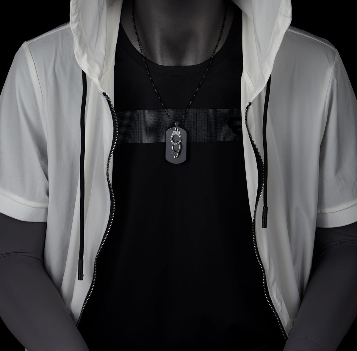COOLSTEELANDBEYOND Black Dog Tag and Handcuff Pendant Necklace for ...