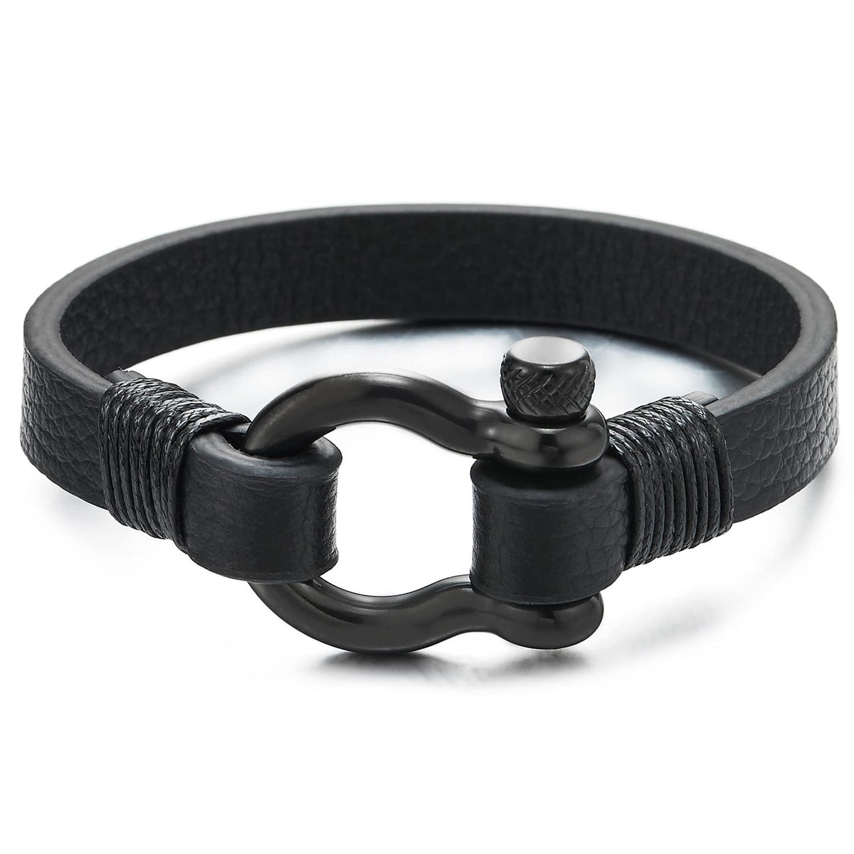 Mens Womens Steel Screw Anchor Shackles Wrap Bracelet with Brown ...