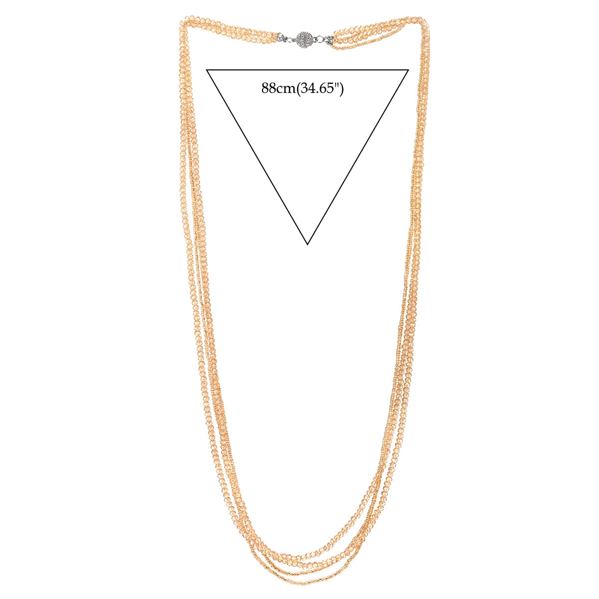 Champagne Gold Long Statement Necklace Multi-Strand Chains with ...