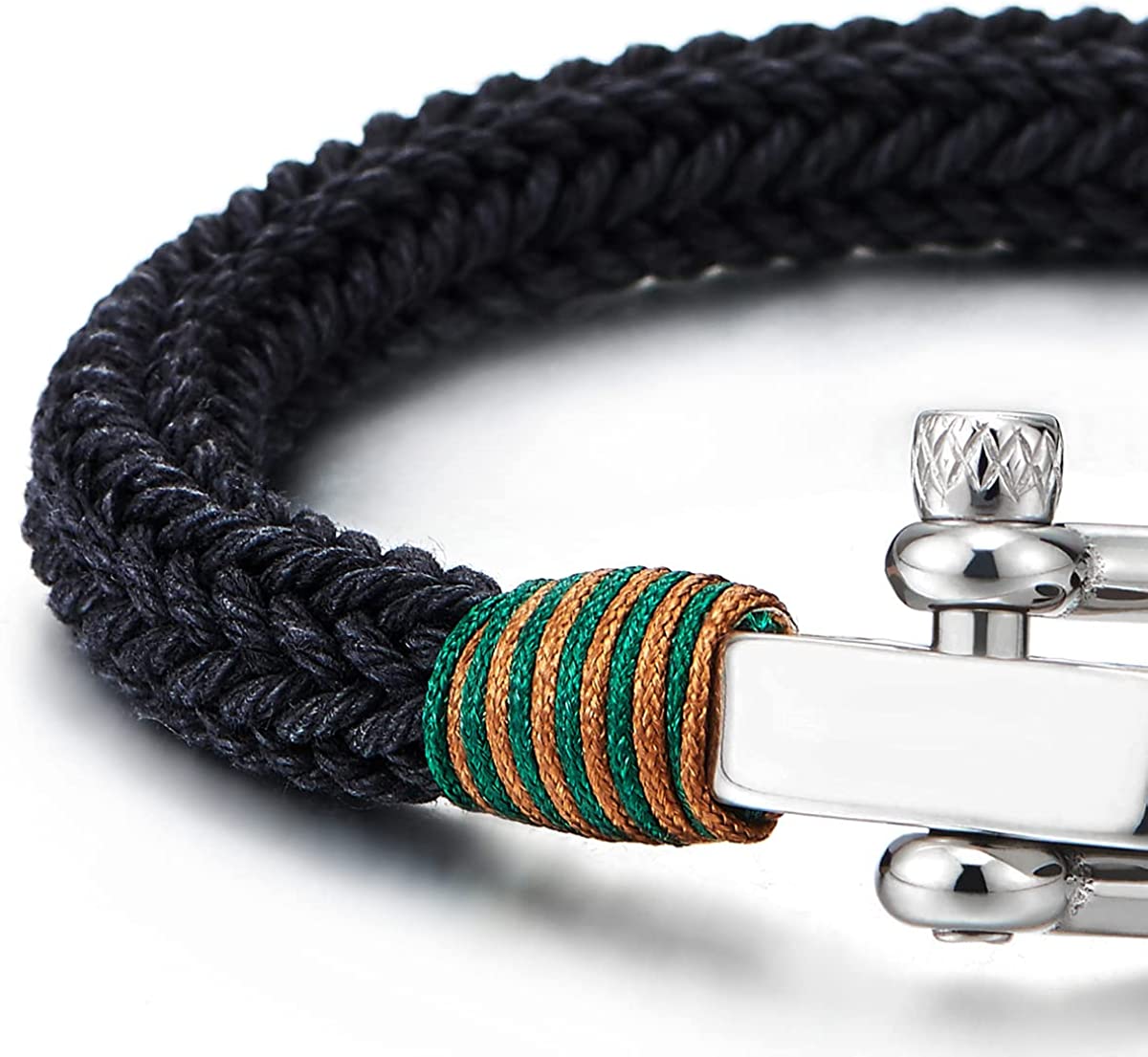 Large Braided Cotton Rope Mens Womens Stainless Steel Nautical Screw ...