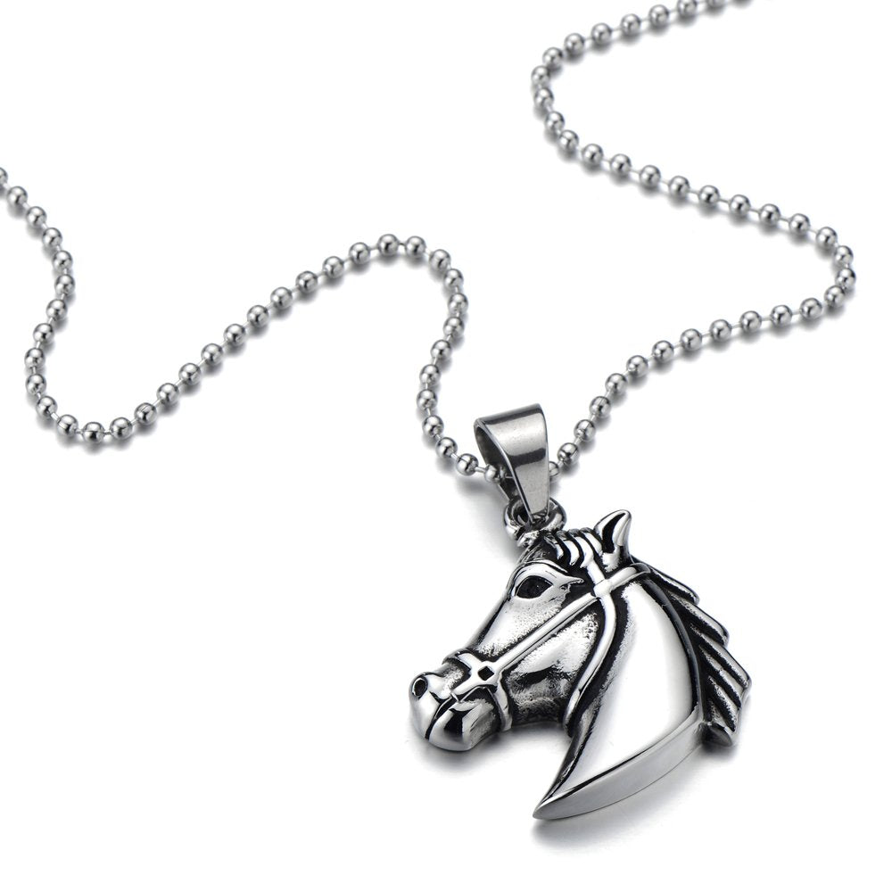 Horse Trojan Pendant Necklace for Men for Stainless Steel with 23.4 in ...