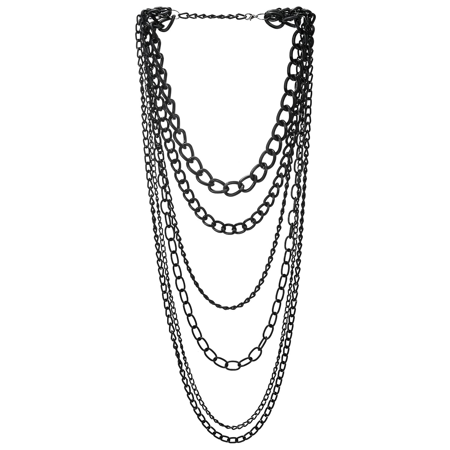 Statement Necklace Waterfall Multi-Strand Curb Link Rolo Chains, Punk ...